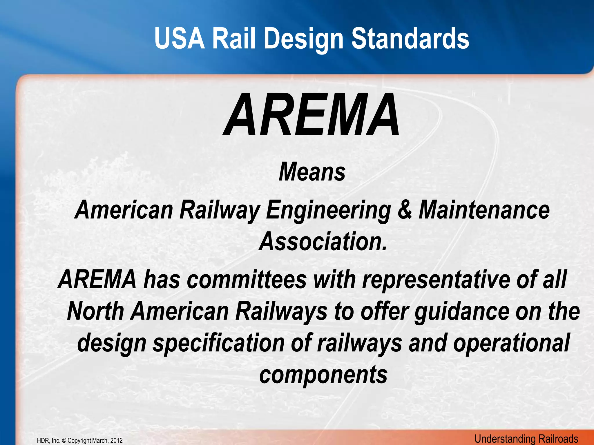 Mr. mohamad dichari us standards for railroad types, infrastructure and arema verses uic design ...