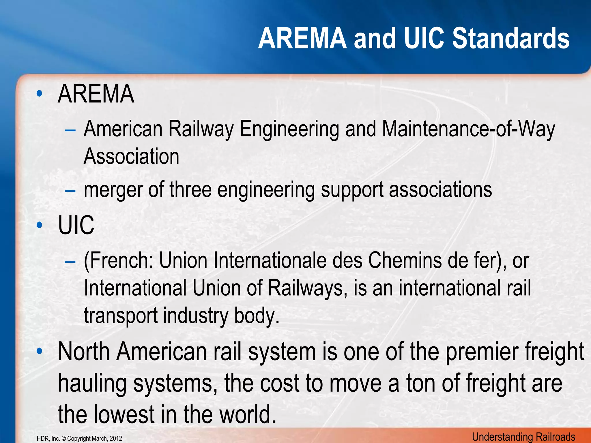 Mr. mohamad dichari us standards for railroad types, infrastructure and arema verses uic design ...