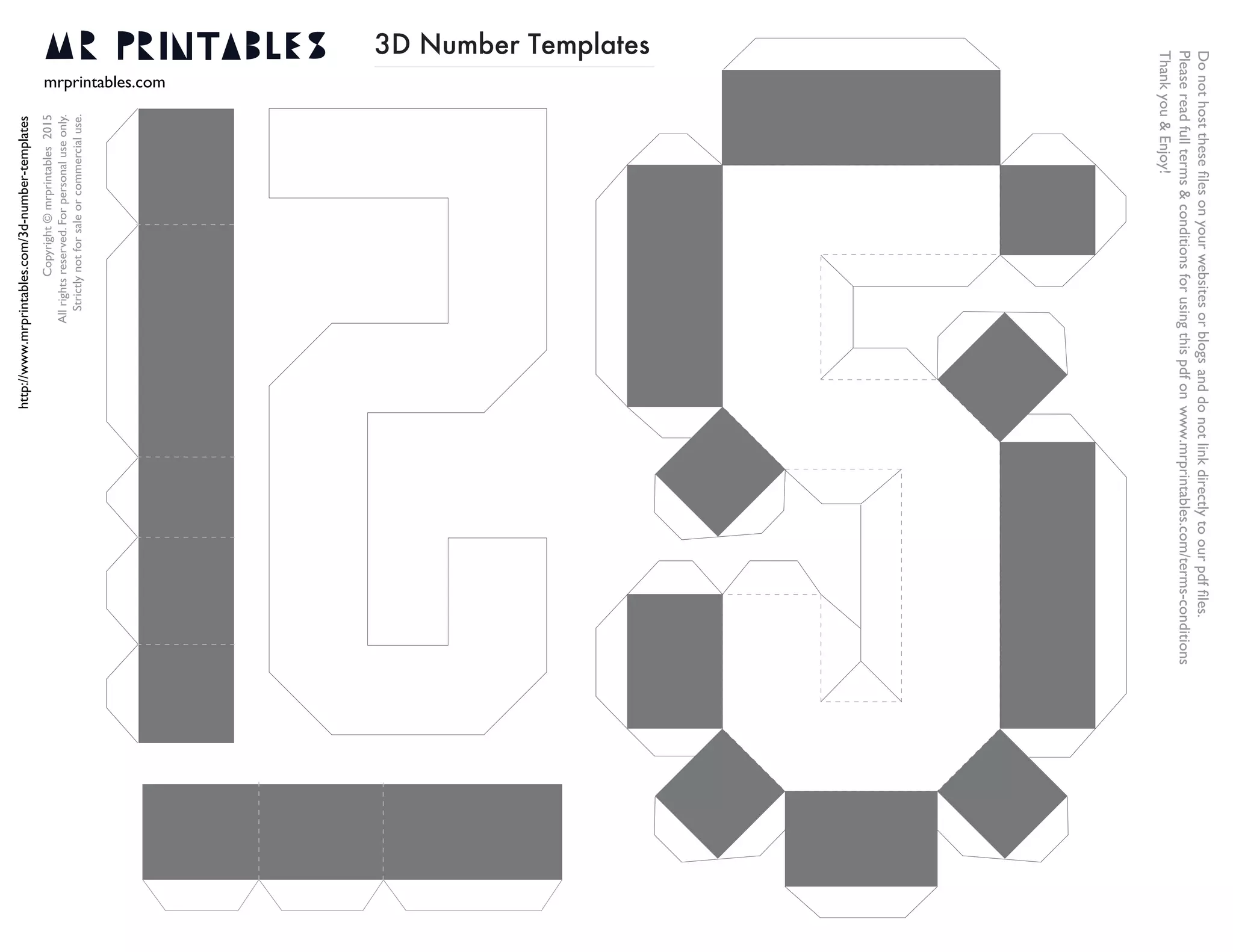 Mr printables-3d-number-templates | PDF