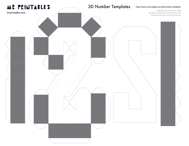 Mr printables-3d-number-templates | PDF