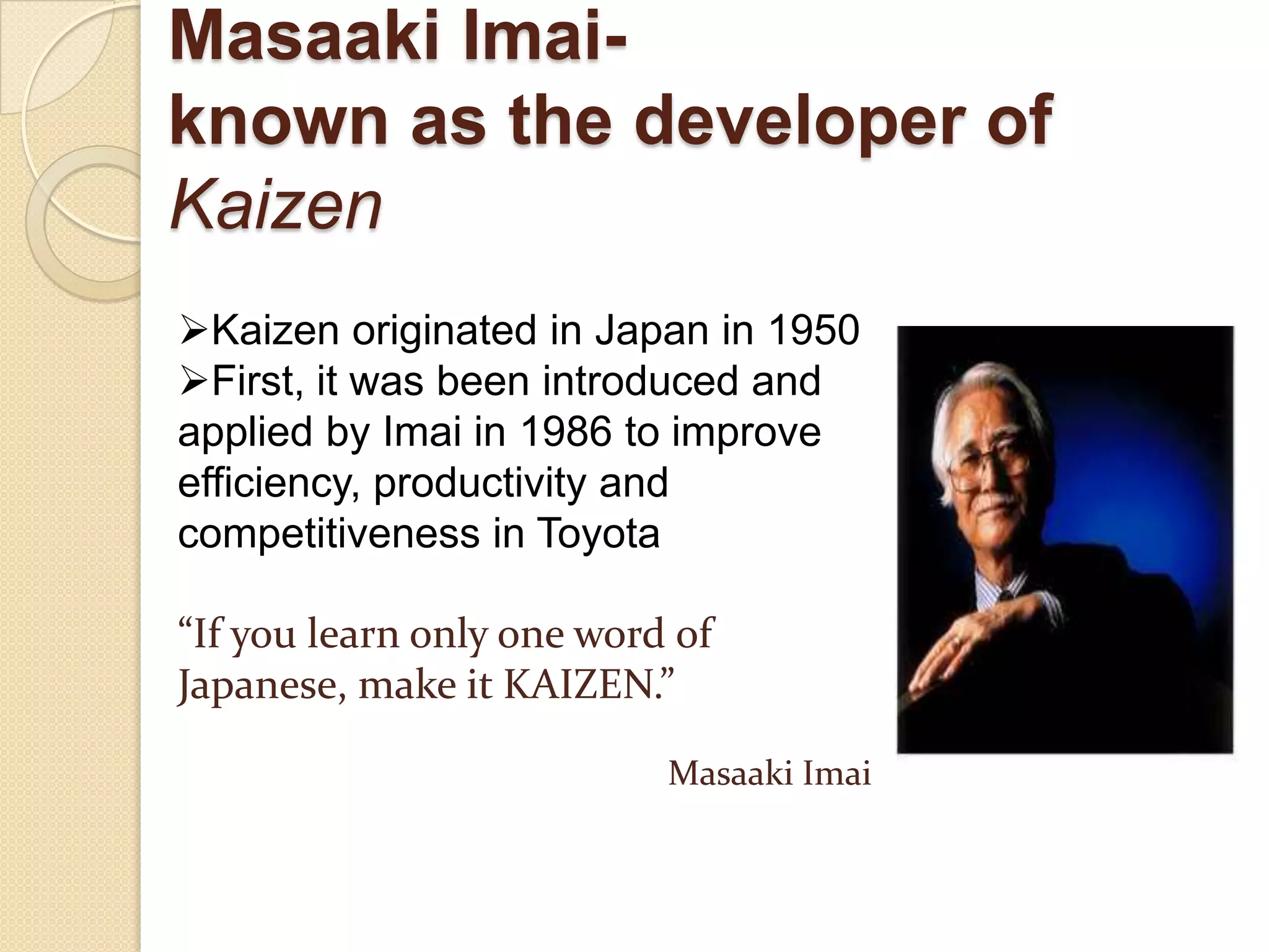 Mr. yasser mostafa kaizen the key to japan’s competitive success | PPTX