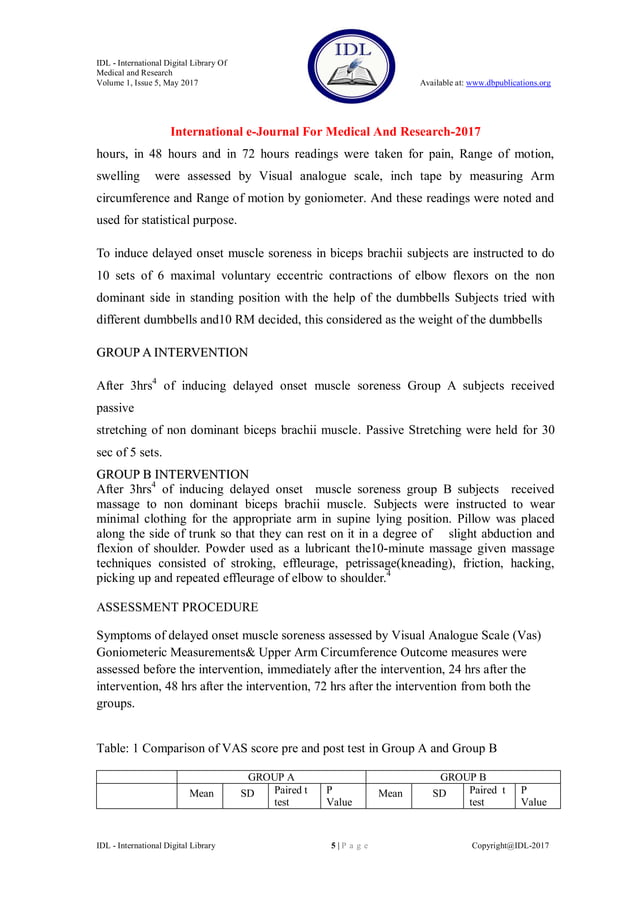 Comparison of Passive Stretching Versus Massage on Preventing the ...