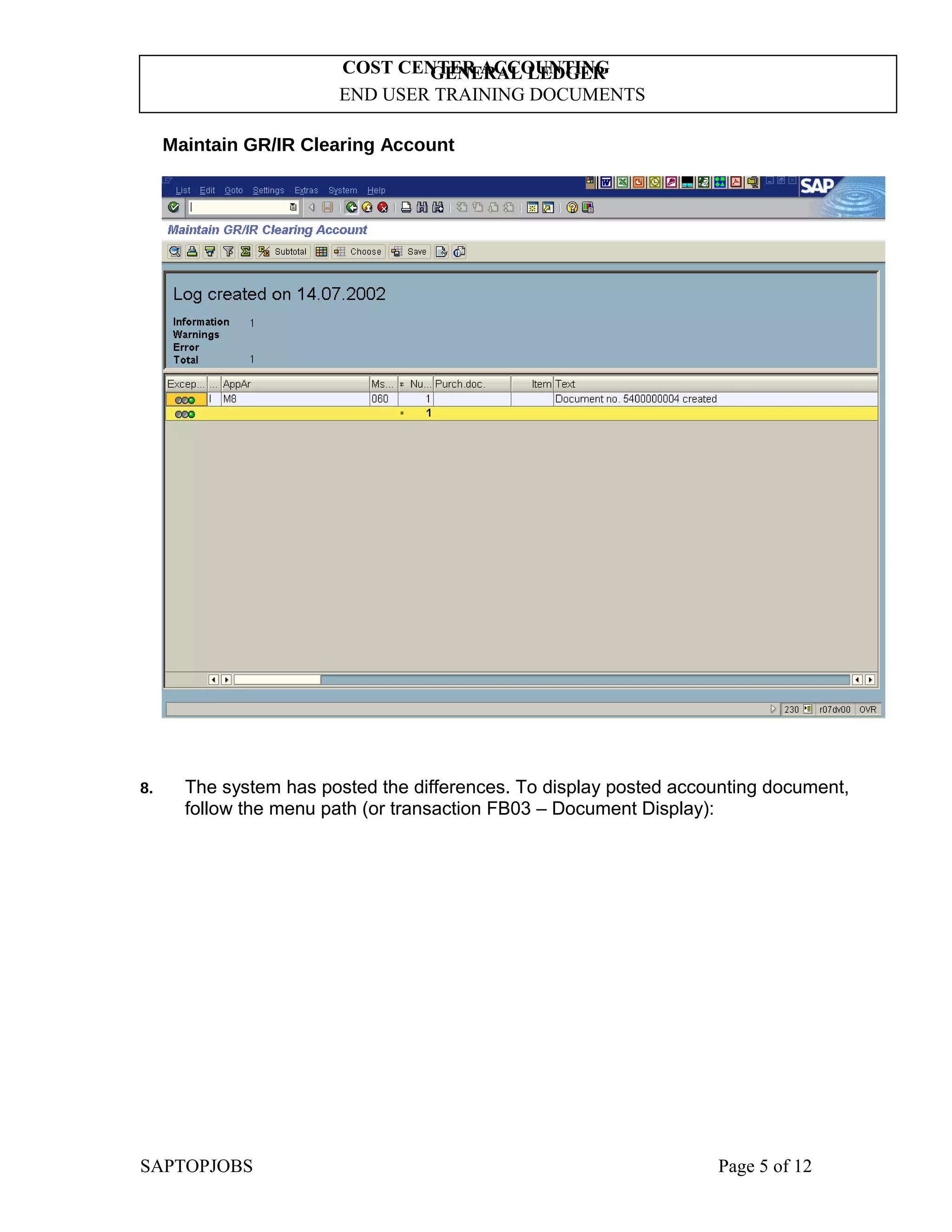 Mr11 grir clearing account maintenance | DOC