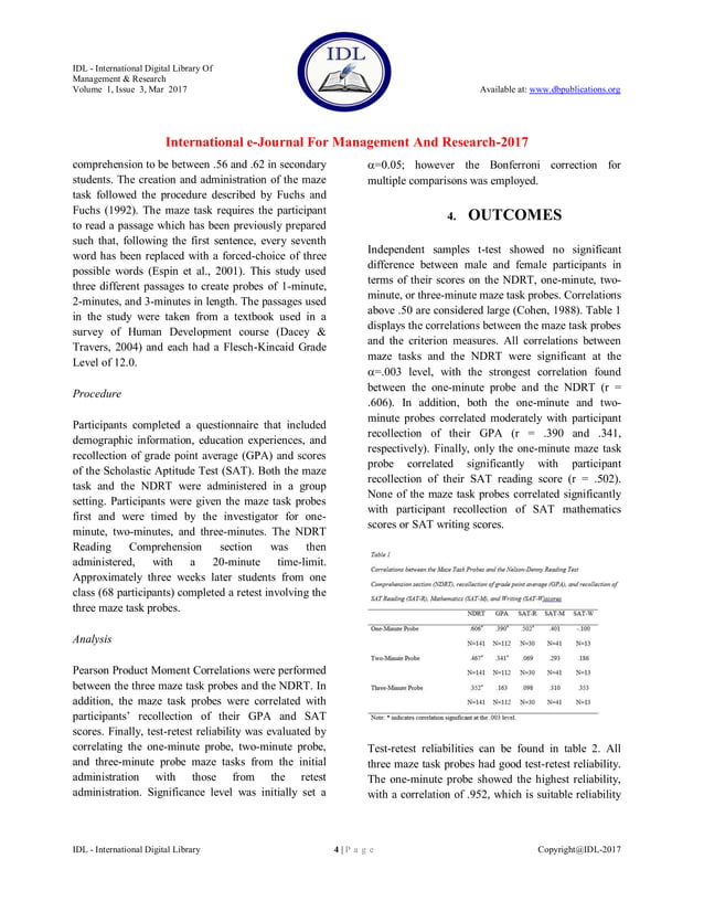 Concurrent Validity and Stability of the Maze Task in a Sample of ...