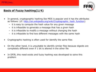 MR201403 consideration and evaluation of using fuzzy hashing | PPT