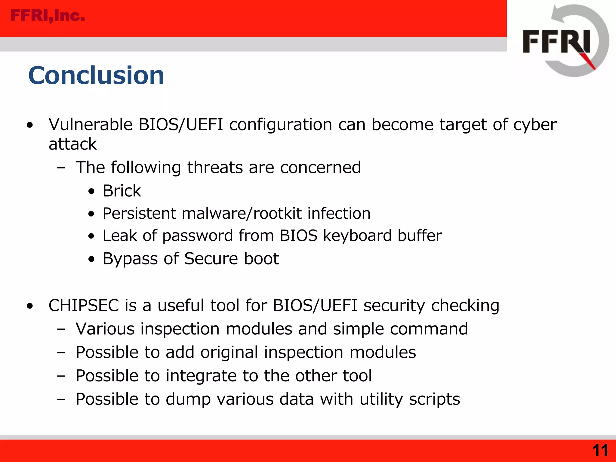 About security assessment framework “CHIPSEC” (FFRI Monthly Research ...