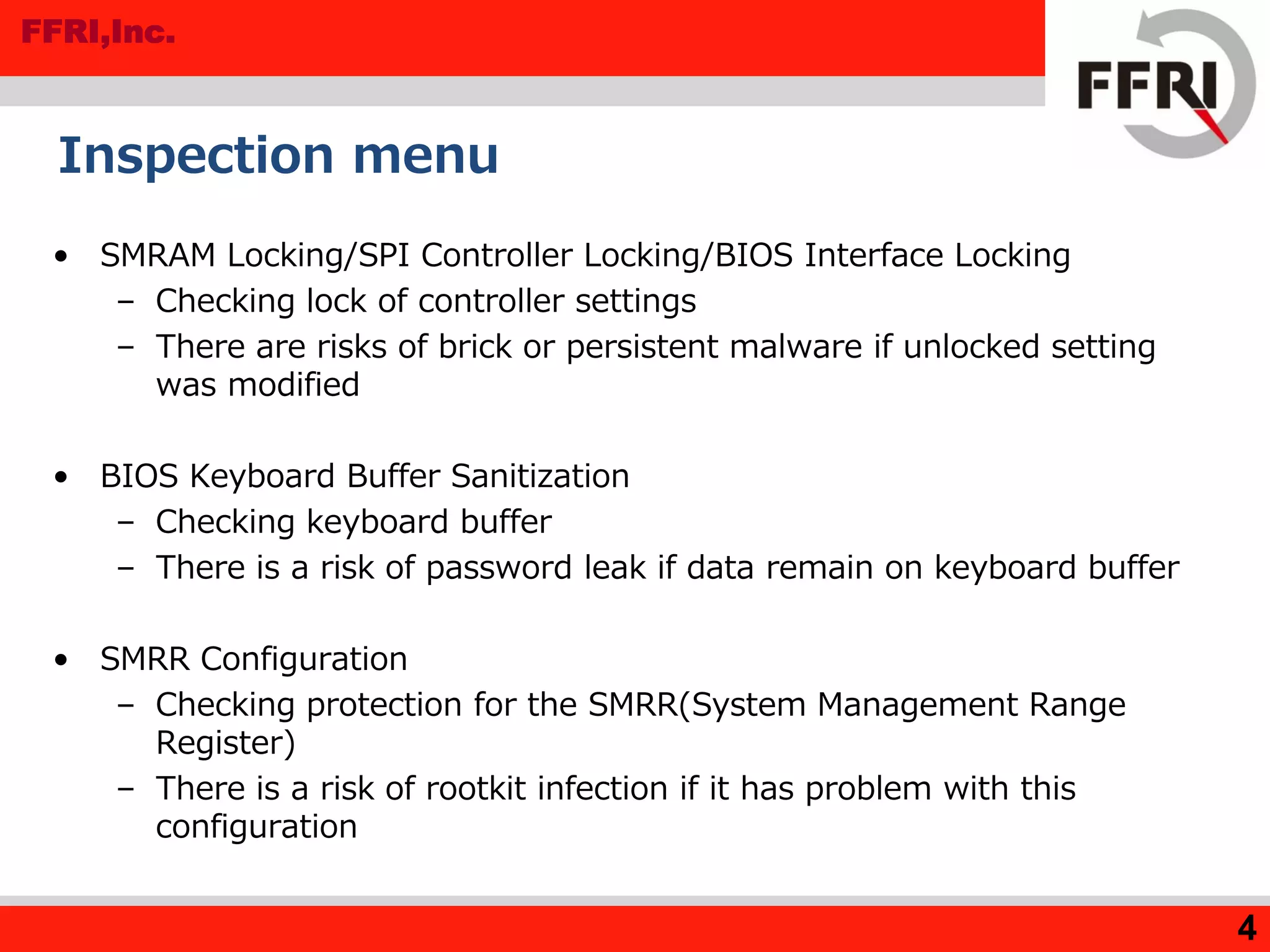 About security assessment framework “CHIPSEC” (FFRI Monthly Research ...