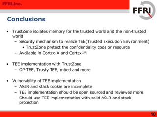 TrustZone use case and trend (FFRI Monthly Research Mar 2017) | PDF