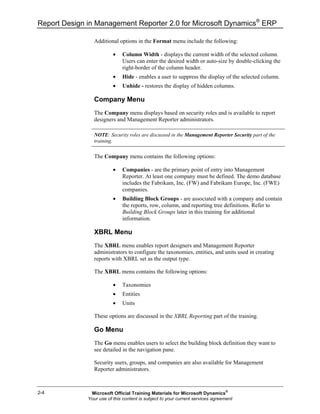 Mr20 enus 02-Report Design in Management Reporter 2.0 for Microsoft ...