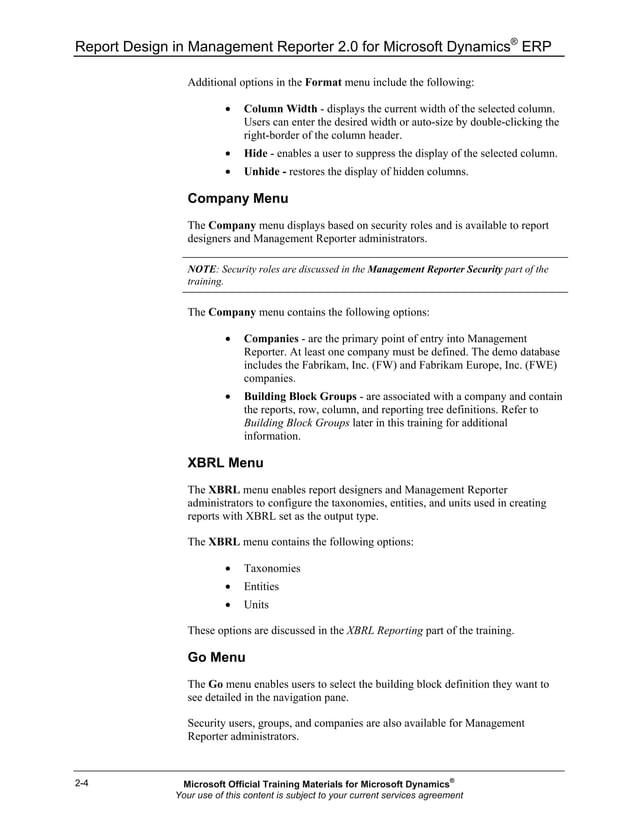 Mr20 enus 02-Report Design in Management Reporter 2.0 for Microsoft ...