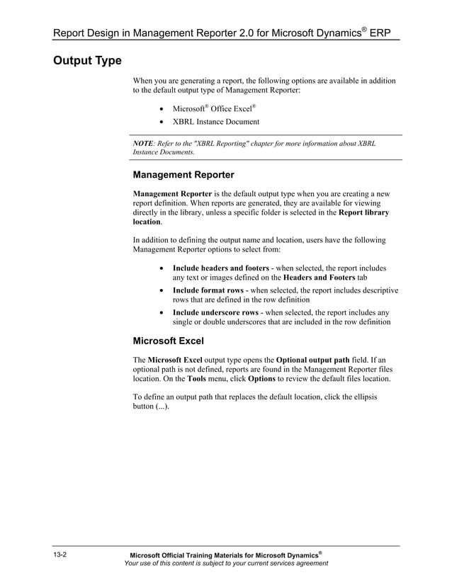 Mr20 enus 13-Report Design in Management Reporter 2.0 for Microsoft Dynamics® ERP | PDF ...