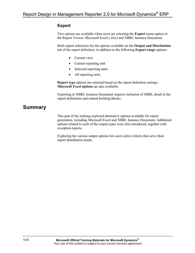 Mr20 enus 13-Report Design in Management Reporter 2.0 for Microsoft Dynamics® ERP | PDF ...