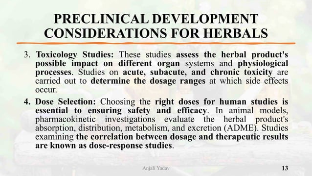 Preclinical and Clinical Development Consideration in Herbals & Biologics in USA | PPTX