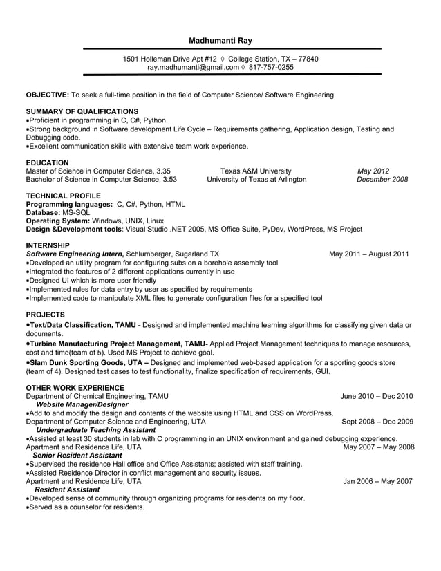 MRay_Resume | DOC | Computing | Technology & Computing