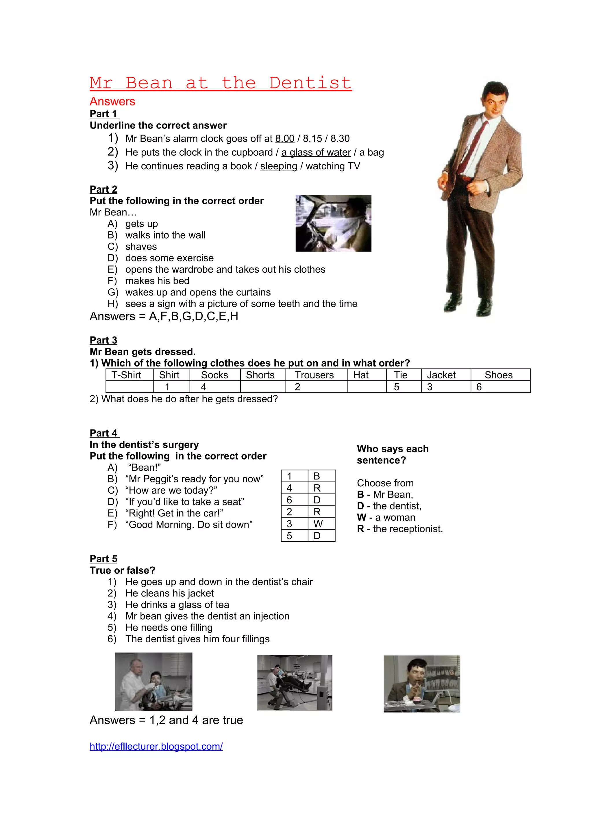 Mr bean at the dentist - present simple | DOC