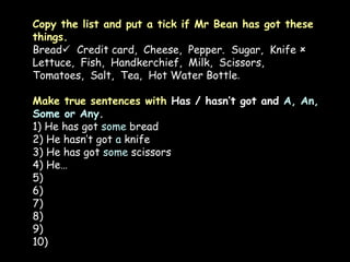 Mr Bean's sandwich (Present Continuous) | PPT