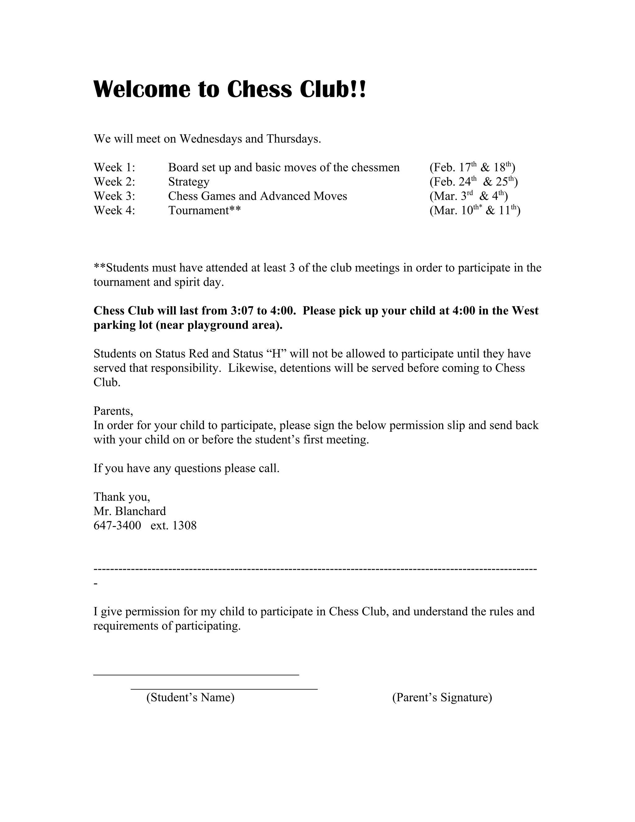 Welcome To Chess Club | DOC