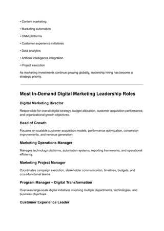 Digital Marketing Leadership Hiring and AI Impact Report 2026 | PDF