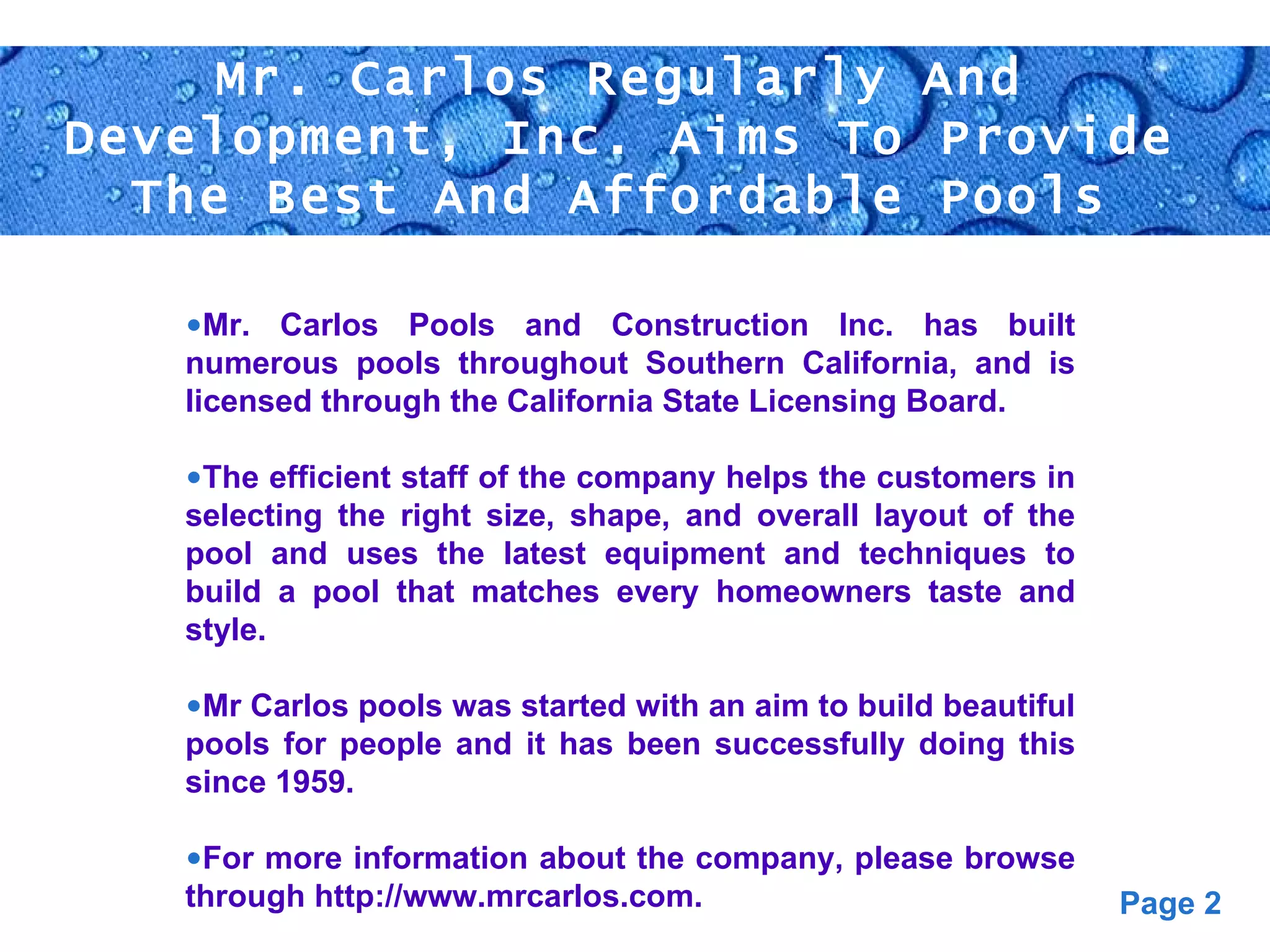 Mr Carlos Pools | PPT