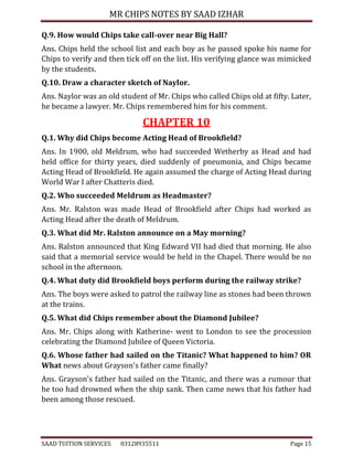 Mr chips notes by saad izhar, SECOND YEAR | PDF