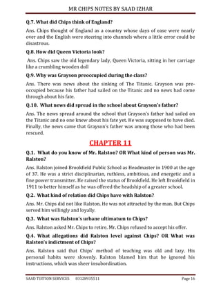 Mr chips notes by saad izhar, SECOND YEAR | PDF