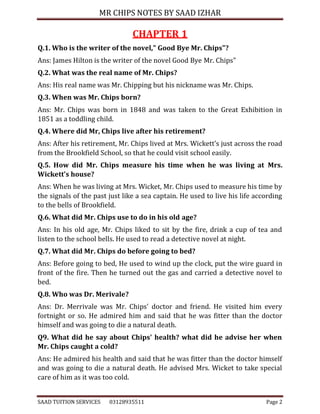 Mr chips notes by saad izhar, SECOND YEAR | PDF