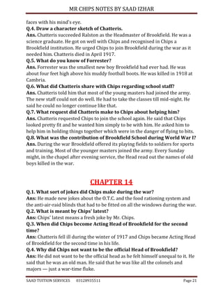 Mr chips notes by saad izhar, SECOND YEAR | PDF