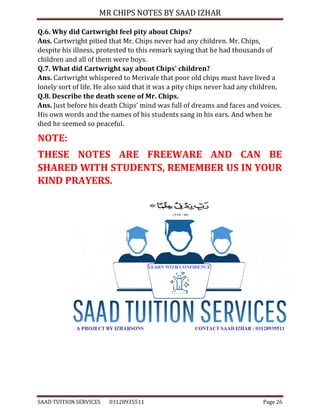 Mr chips notes by saad izhar, SECOND YEAR | PDF