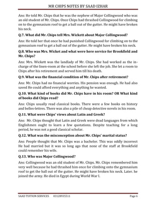 Mr chips notes by saad izhar, SECOND YEAR | PDF