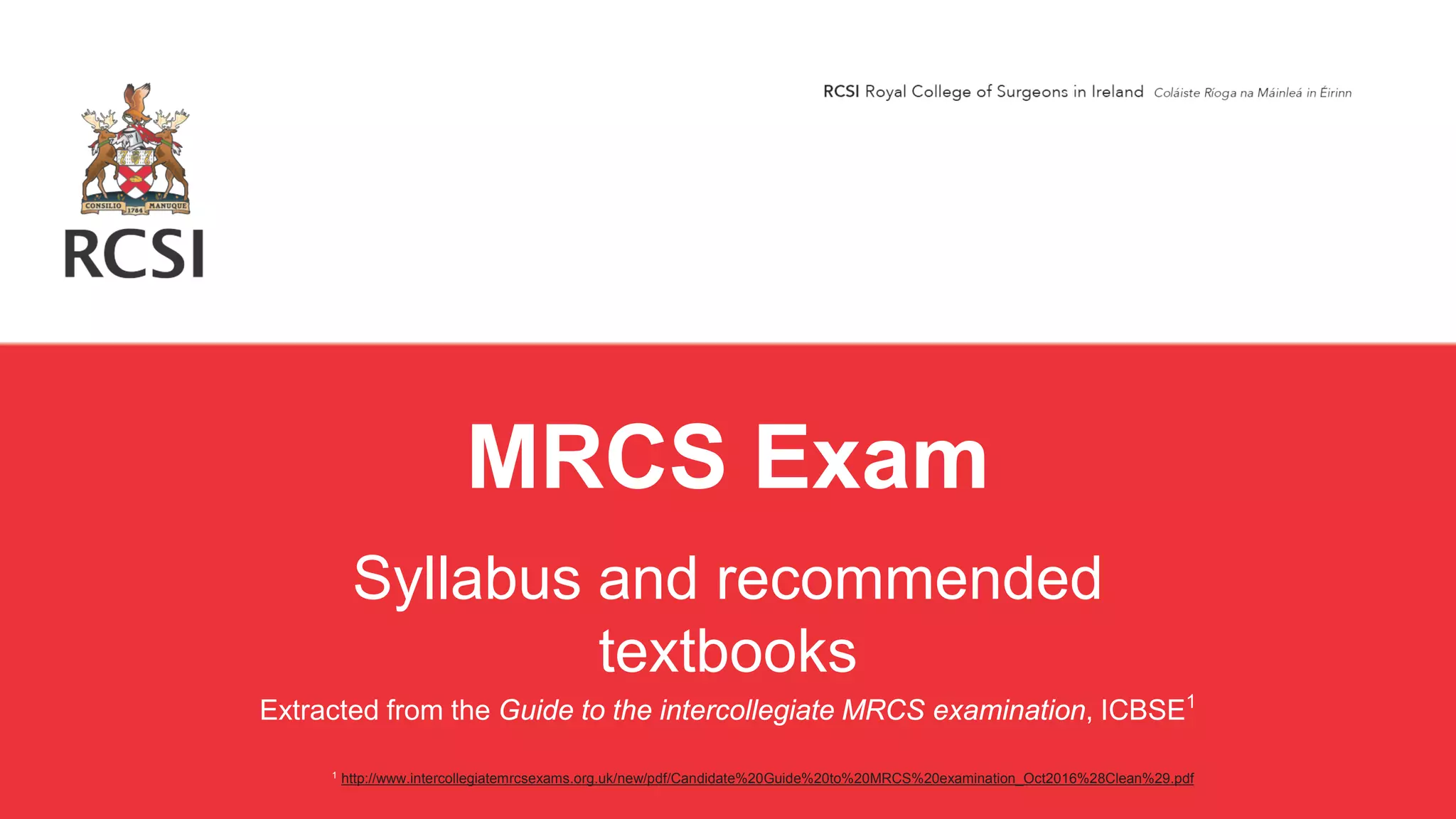 MRCS Syllabus and recommended textbooks | PDF