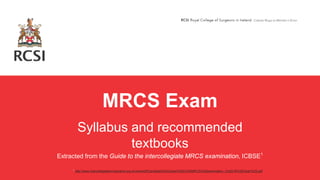 MRCS Syllabus and recommended textbooks | PDF