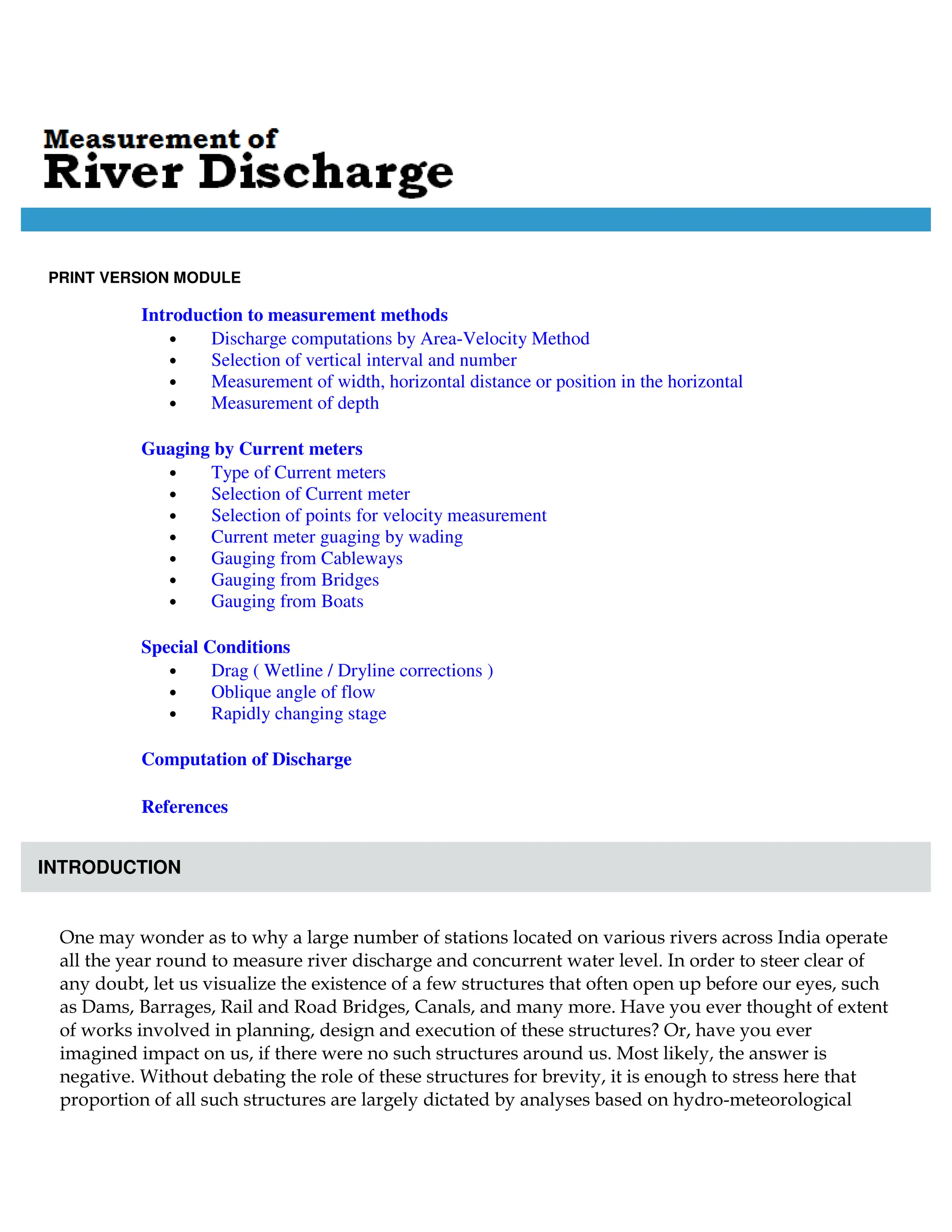 river discharge measurement in water engineering | PDF