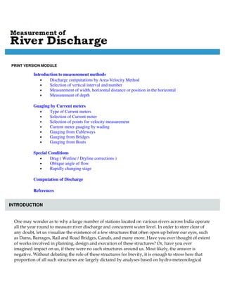 river discharge measurement in water engineering | PDF