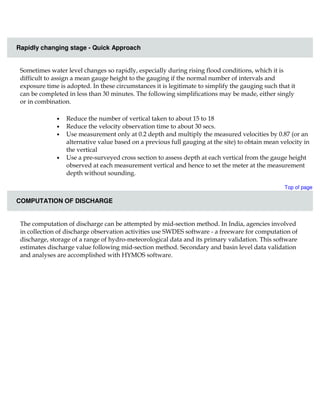 river discharge measurement in water engineering | PDF