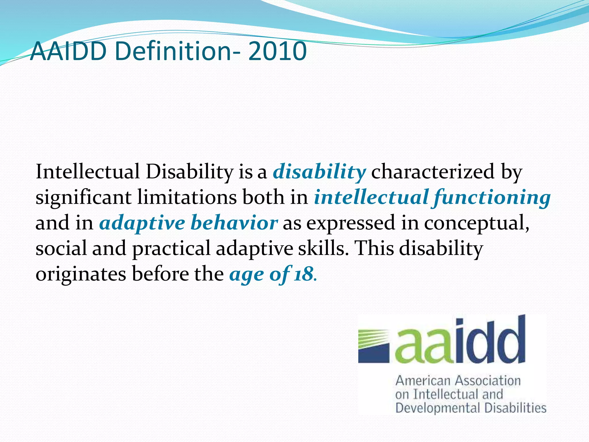 Definition of Intellectual Disability | PPTX