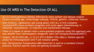 Minimal Residual Disease(MRD) in B cell pediatric ALL patient | PPTX