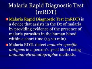 Malaria rapid diagnostic tests by Dr. Basil Tumaini | PPTX