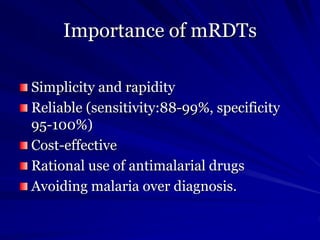 Malaria rapid diagnostic tests by Dr. Basil Tumaini | PPTX