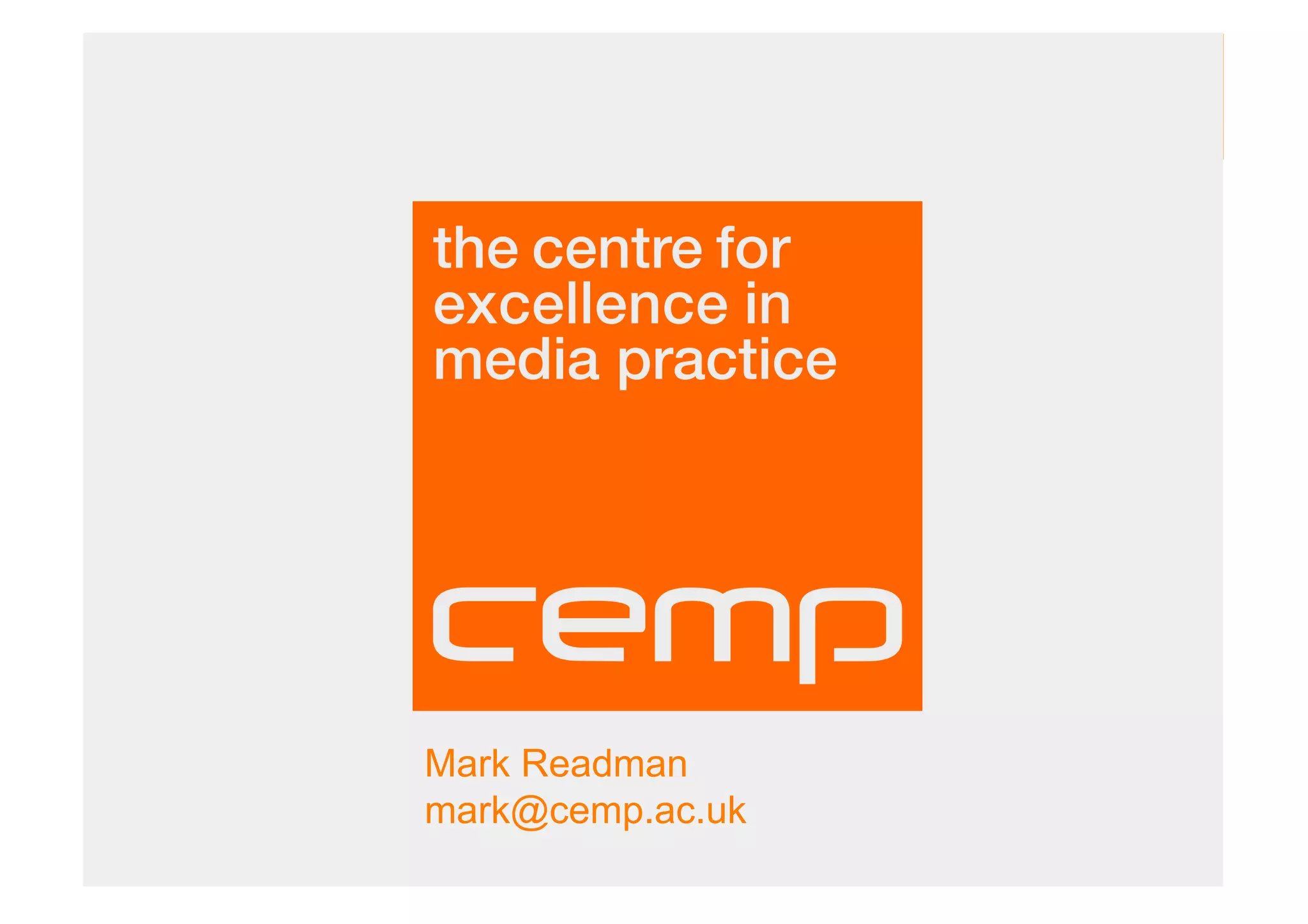 CEMP : Mark Readman (OCR Media Conference 2009) | PDF