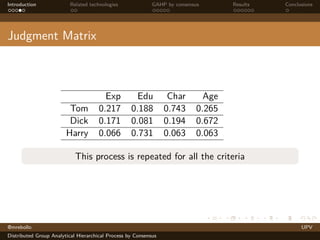 Distributed Group Analytical Hierarchical Process by Consensus | PPT