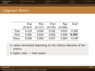 Distributed Group Analytical Hierarchical Process by Consensus | PPT
