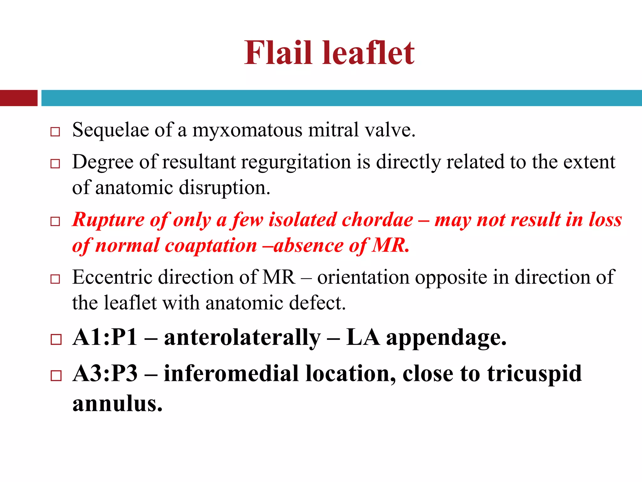 ECHOCARDIOGRAPHIC EVALUATION OF MITRAL VALVE DISEASE -MITRAL ...