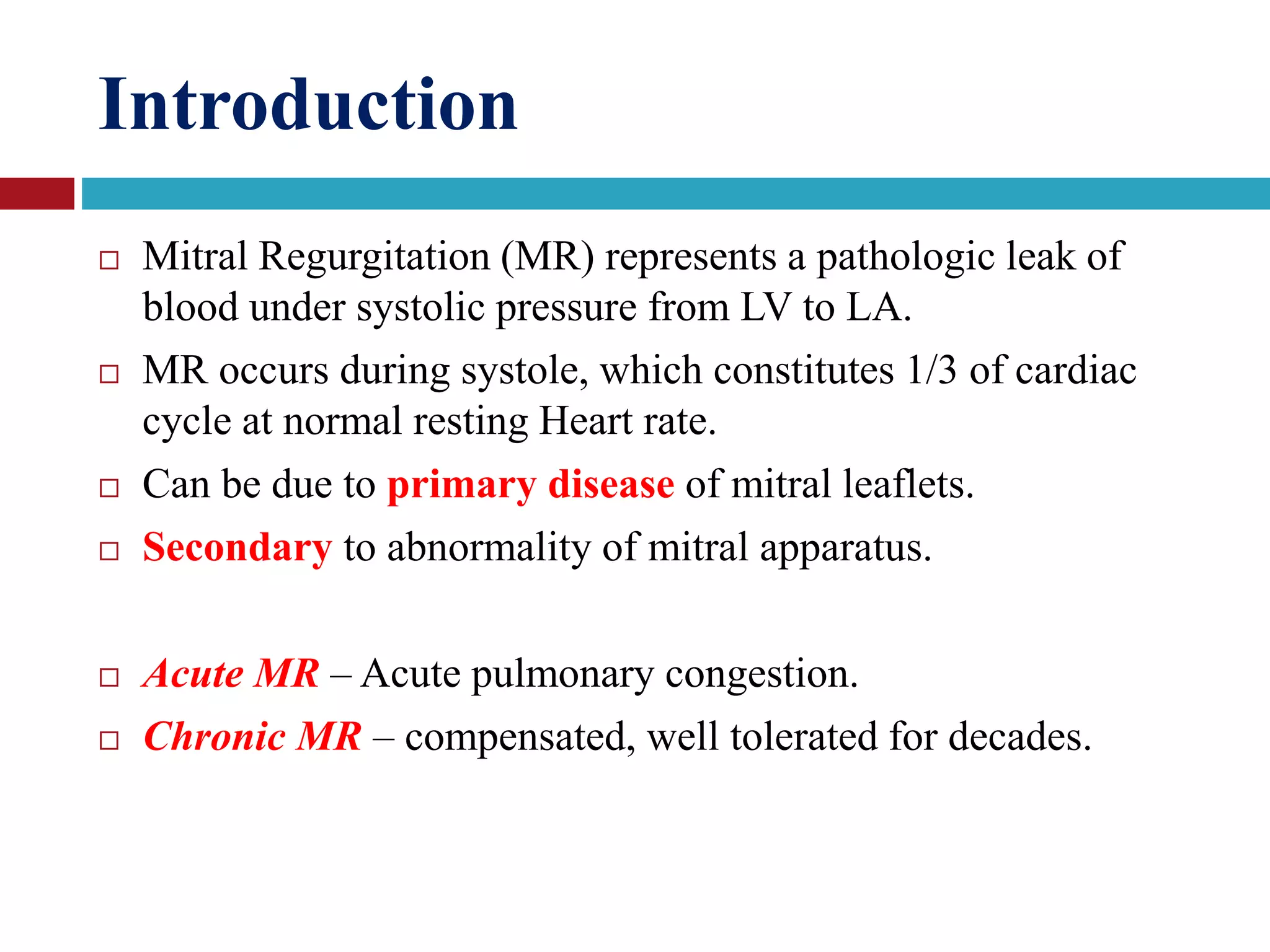 ECHOCARDIOGRAPHIC EVALUATION OF MITRAL VALVE DISEASE -MITRAL ...