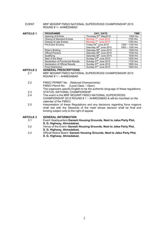 MRF MOGRIP FMSCI National Supercross Championship 2015 - 'RNR' | PDF
