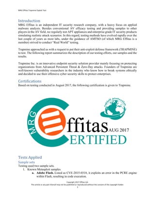 MRG Effitas certification for TRAPMINE | PDF