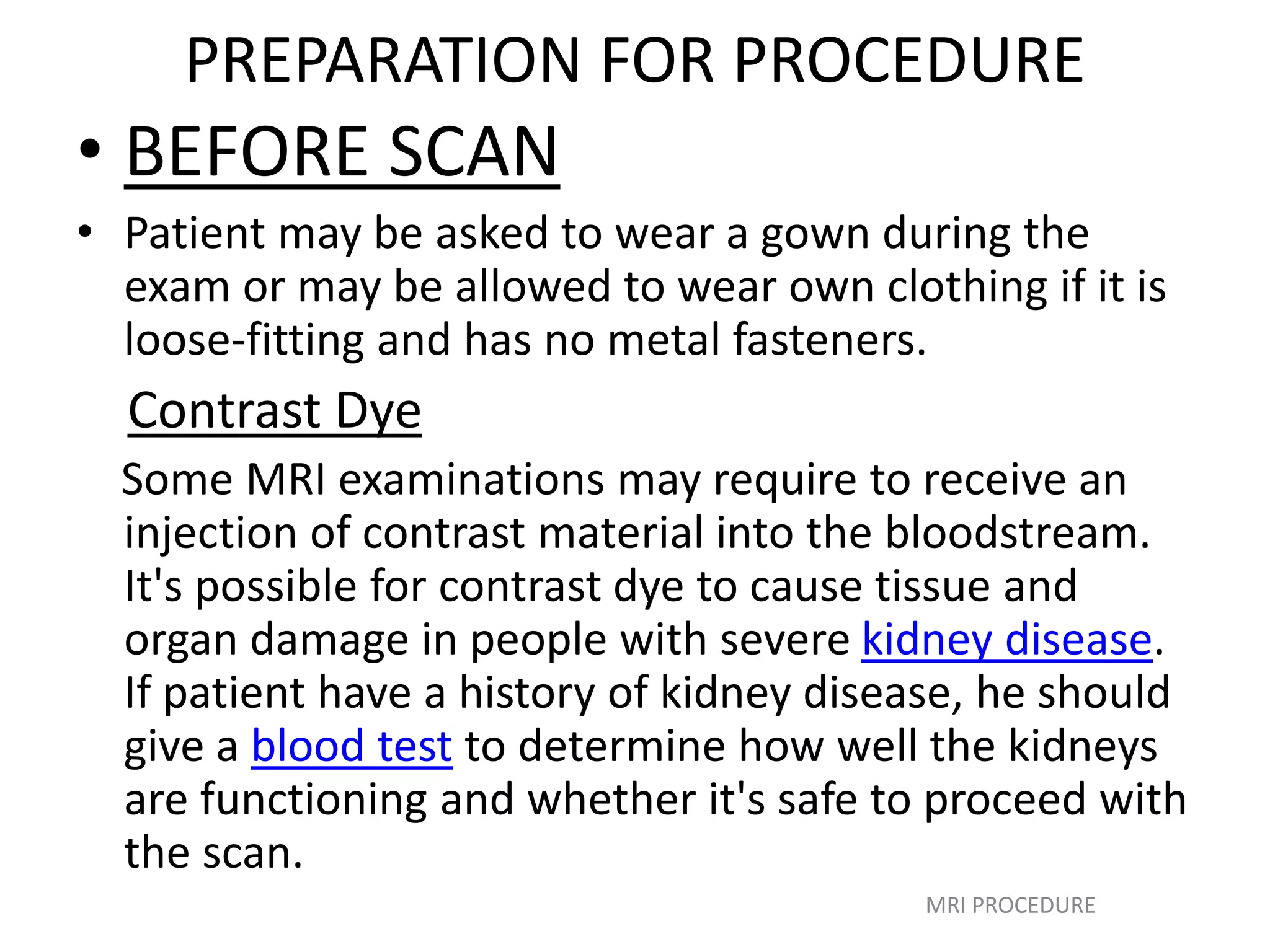 MRI Procedure and Preparation | PPTX