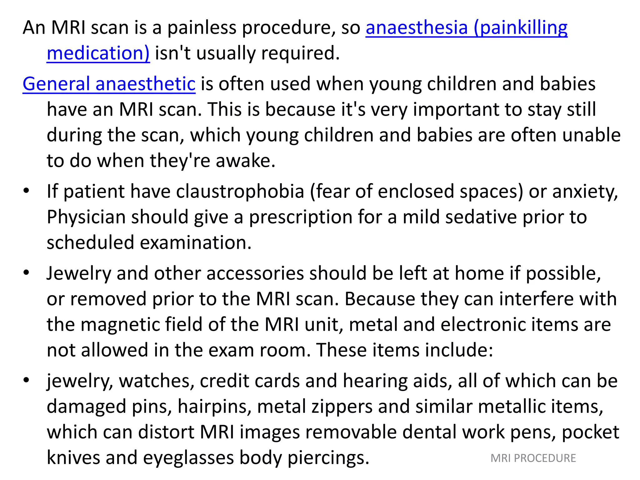 MRI Procedure and Preparation | PPTX
