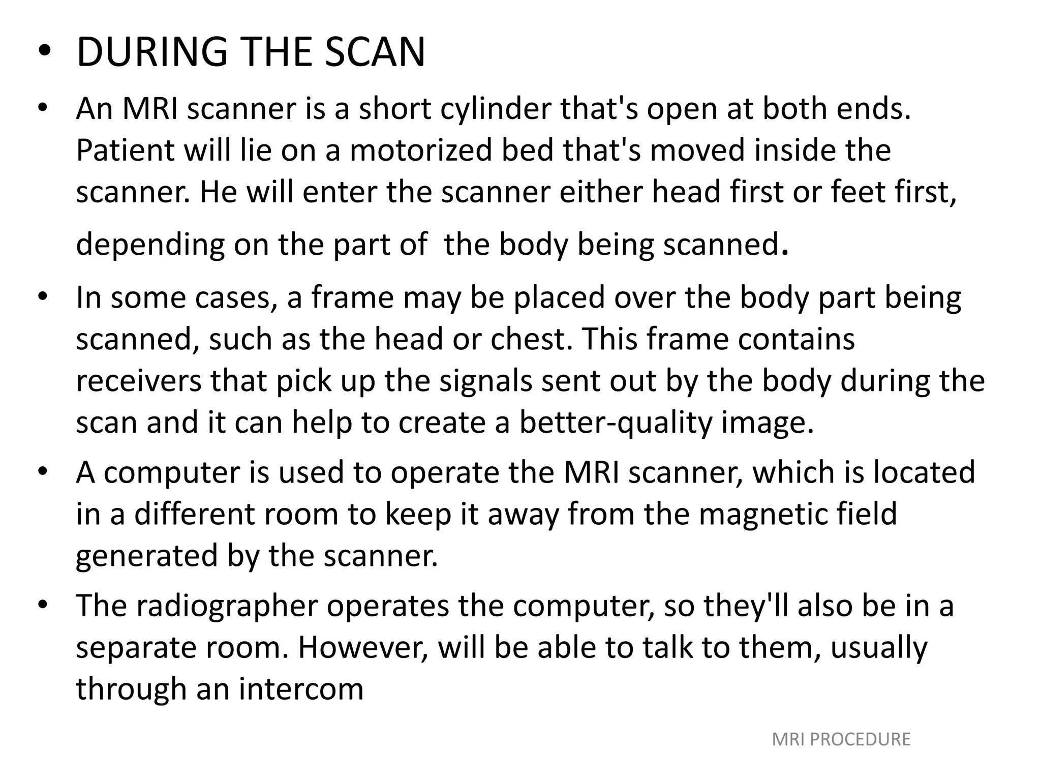 MRI Procedure and Preparation | PPTX