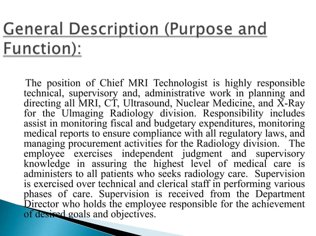 Mri technican job description tips | PPT