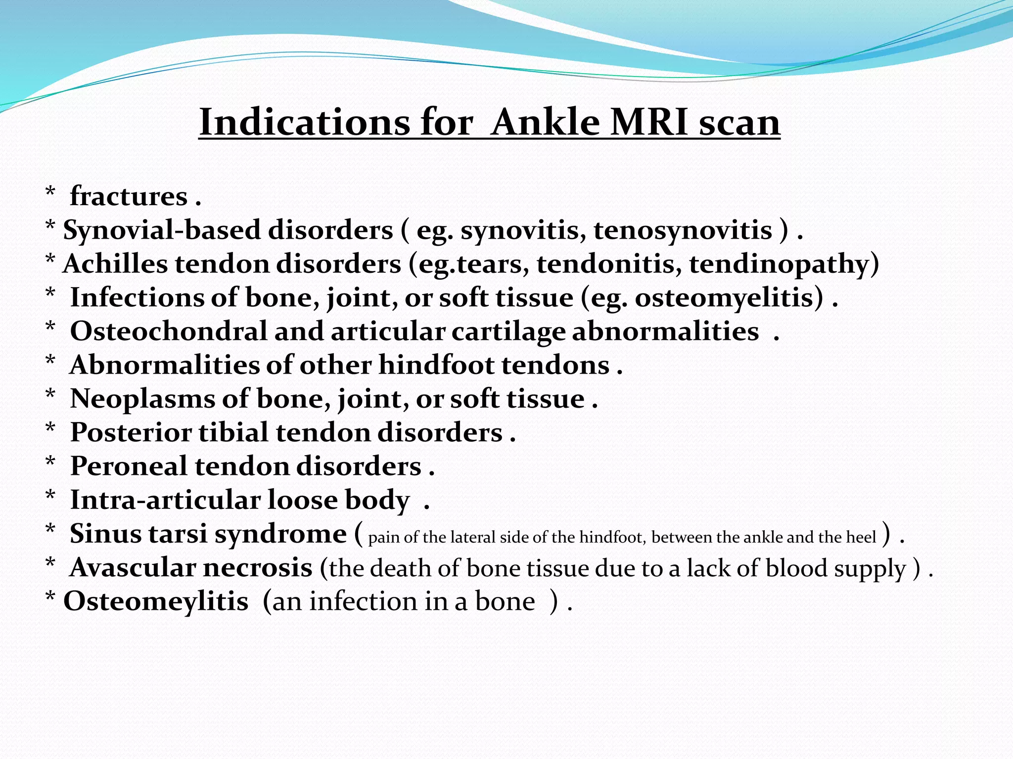 MRI- ankle techniques | PPTX